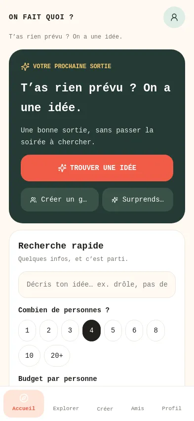 ON FAIT QUOI ?