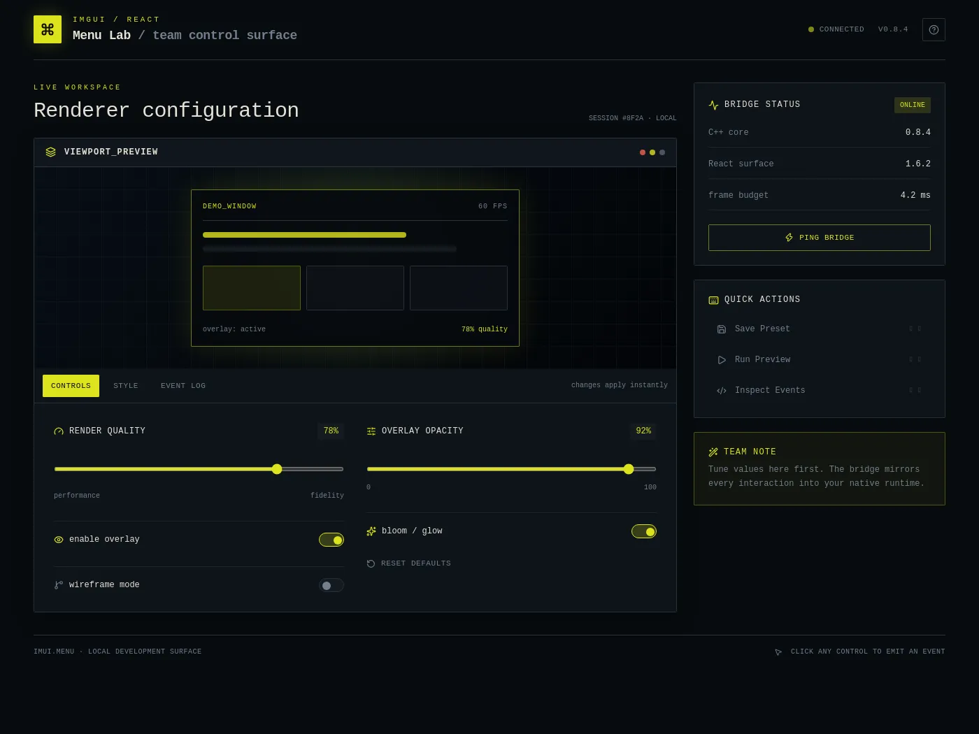 ImGui React Menu