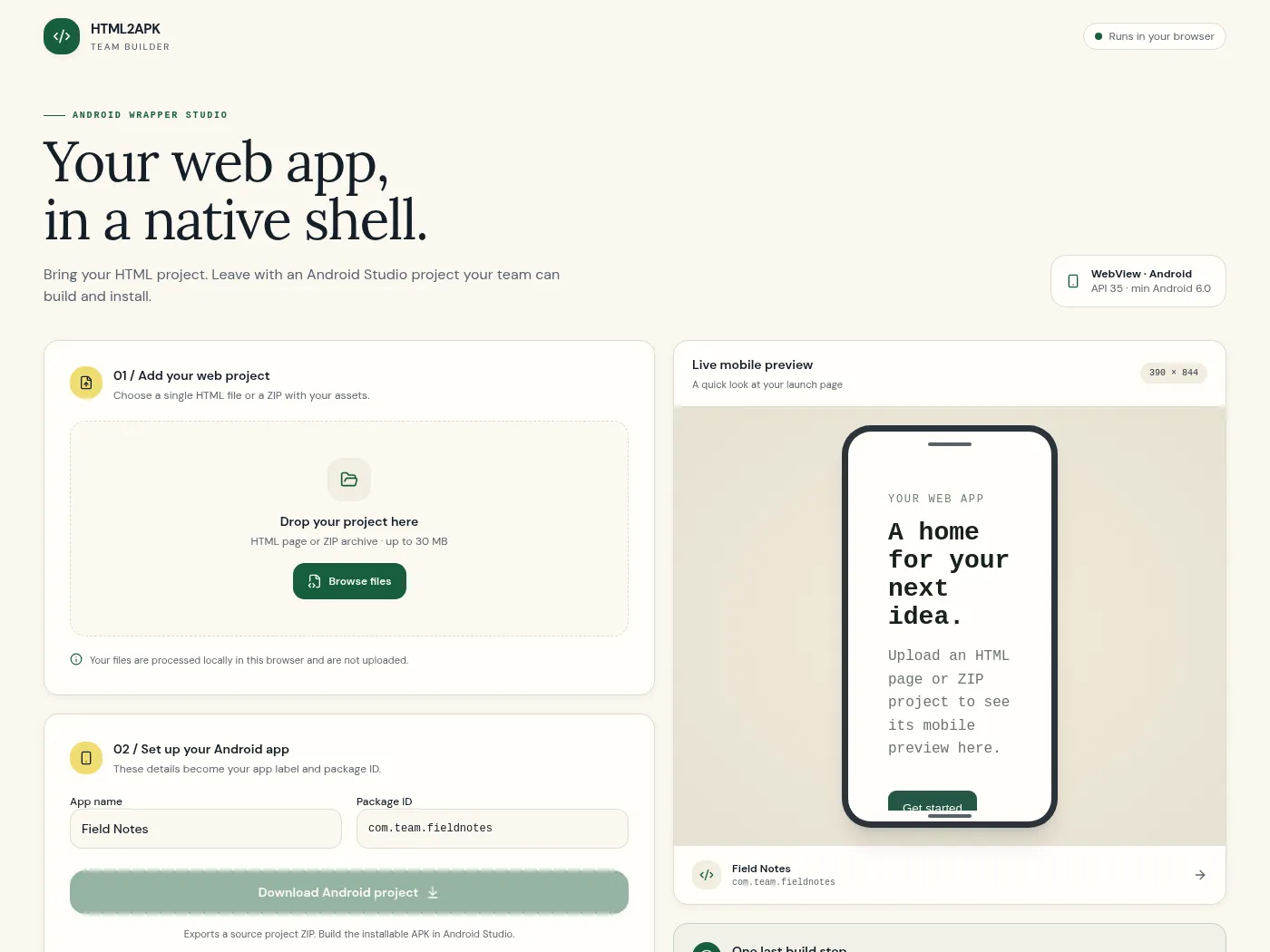 HTML2APK Generator