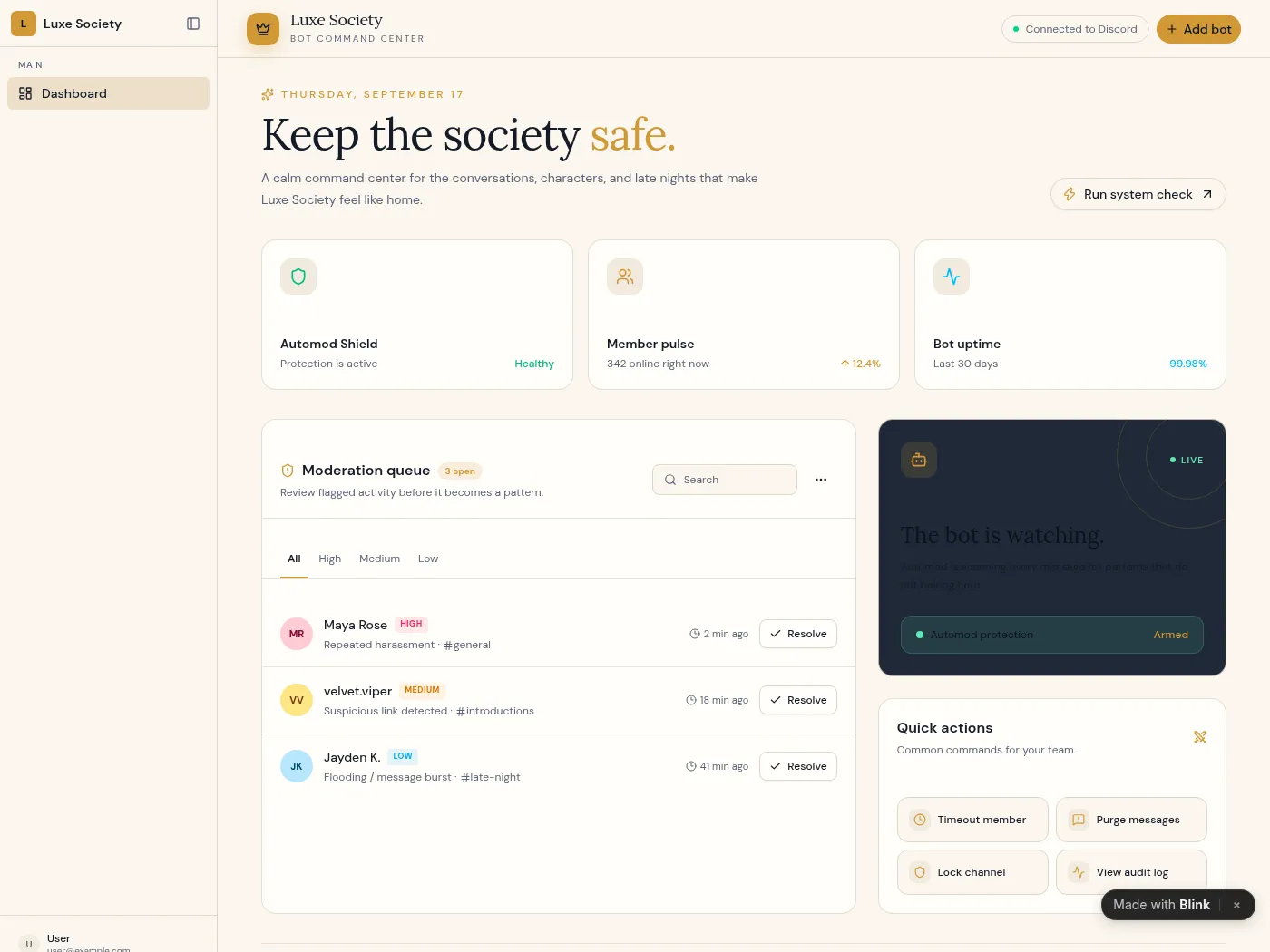 Luxe Society Discord Bot