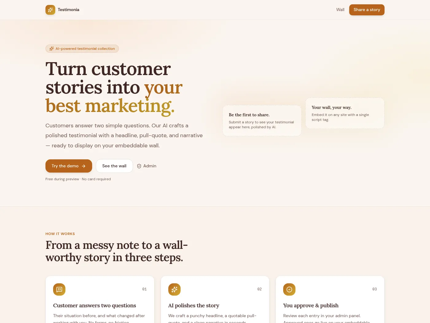Testimonial AI Wall