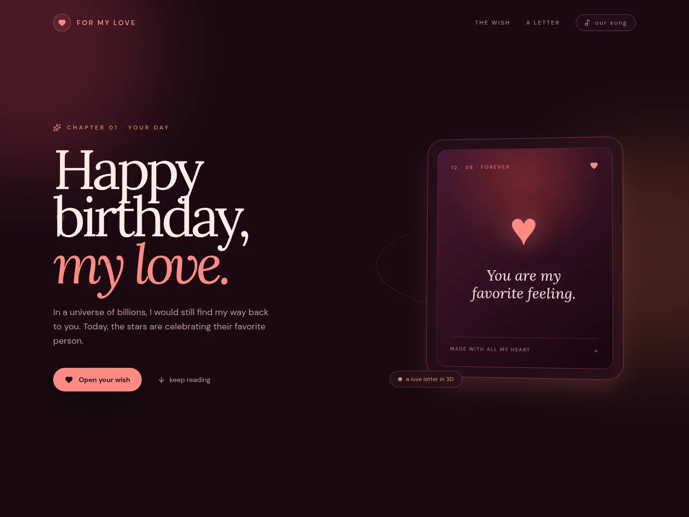 3D Birthday Wishes Site
