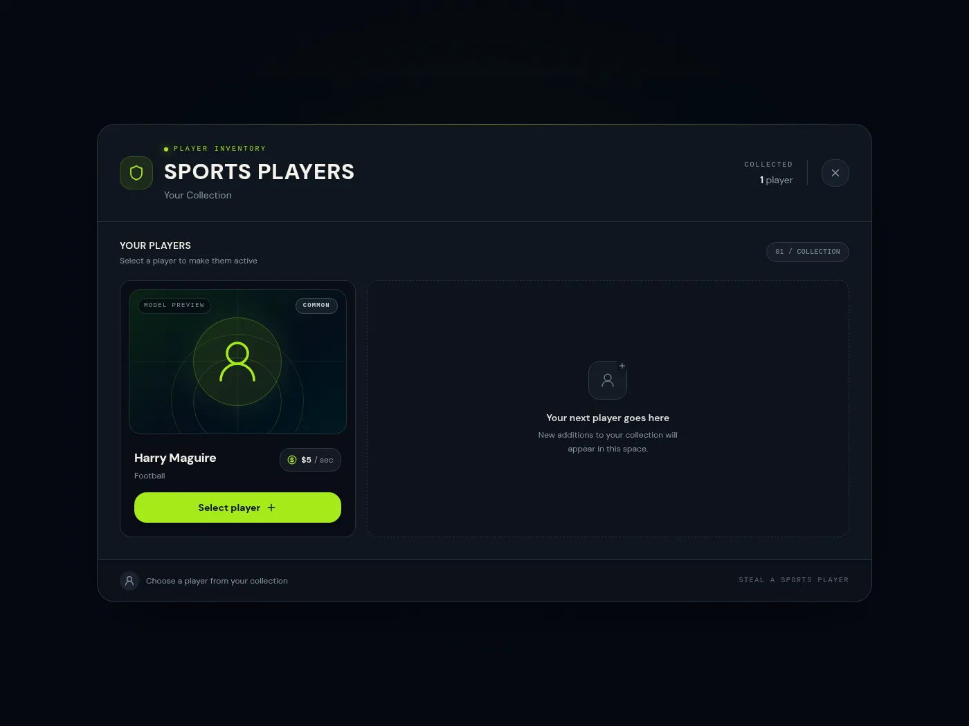 Sports Stars Inventory UI