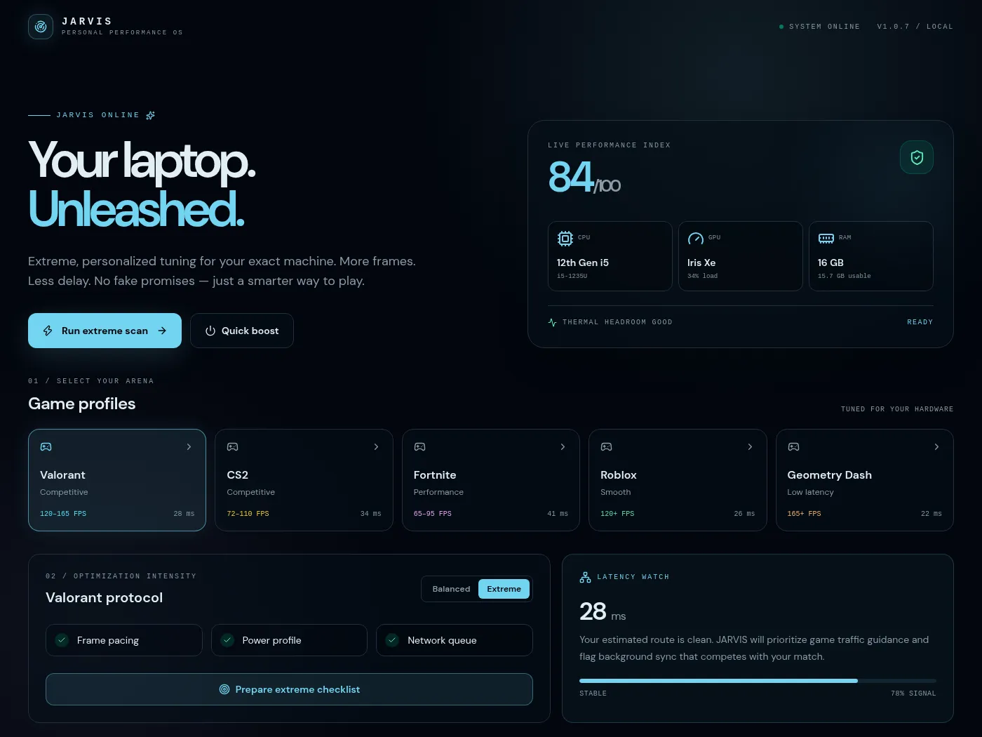 Jarvis Game Optimizer