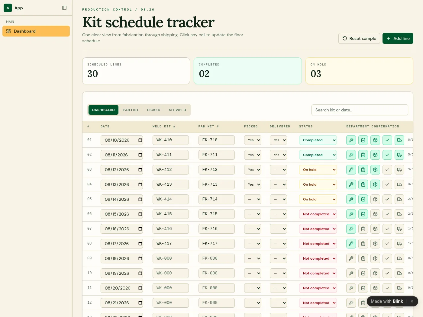 Kit Schedule Tracker