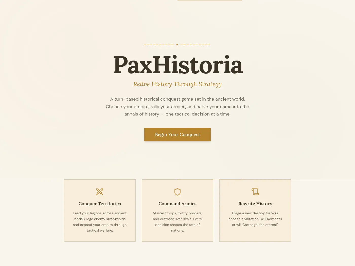 PaxHistoria Game Portal