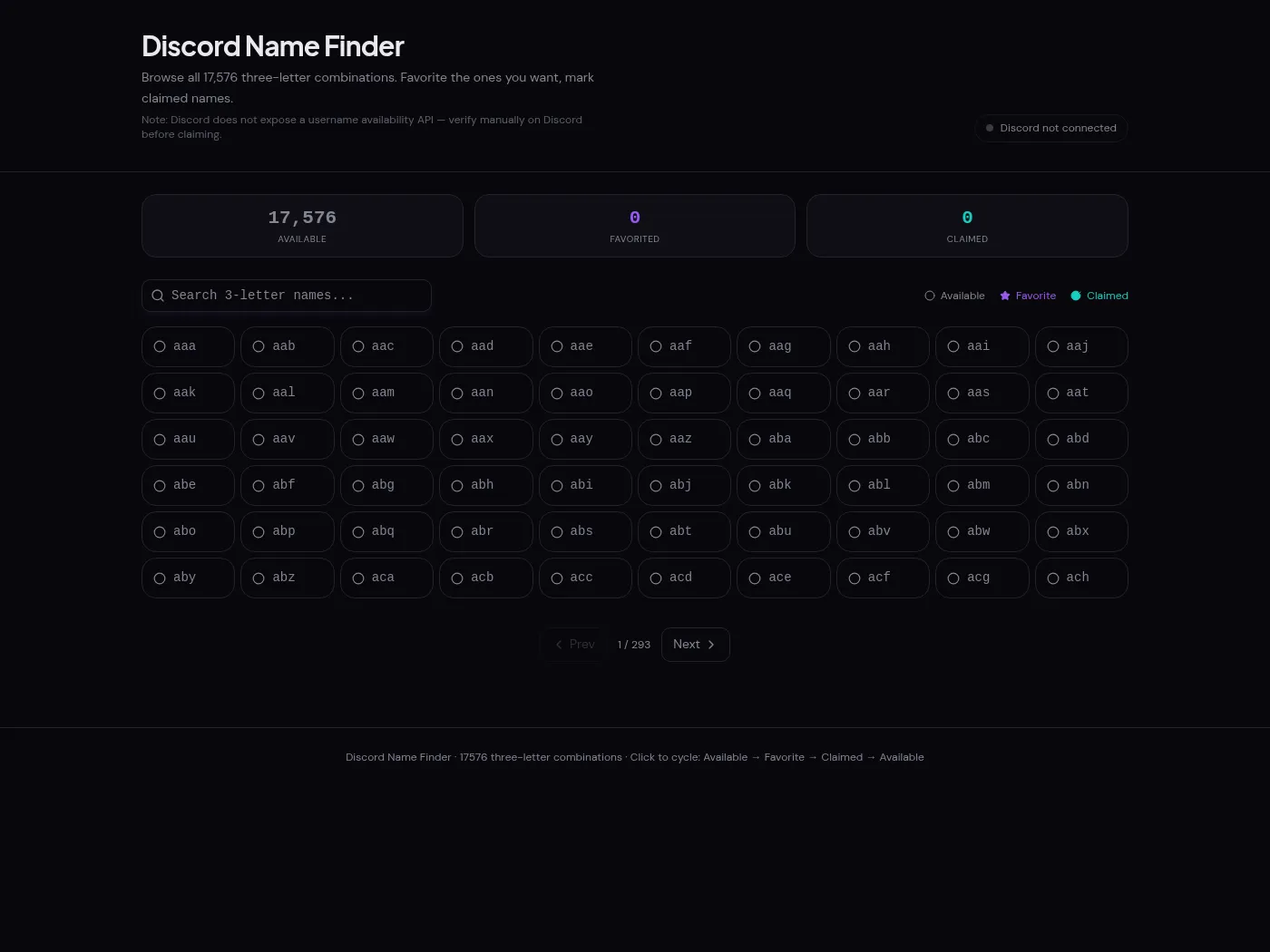 Discord Name Finder