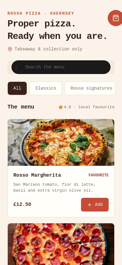 Rosso Pizza Order App