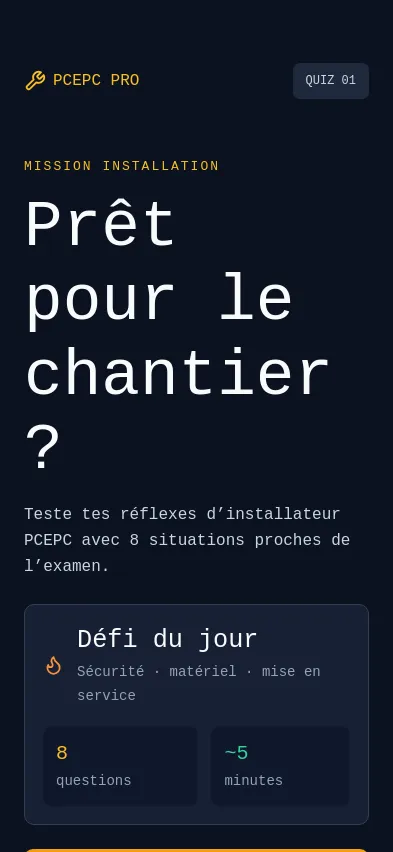 Bac Pro PCEPC Quiz Game