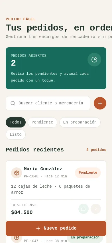 Pedido Fácil iOS