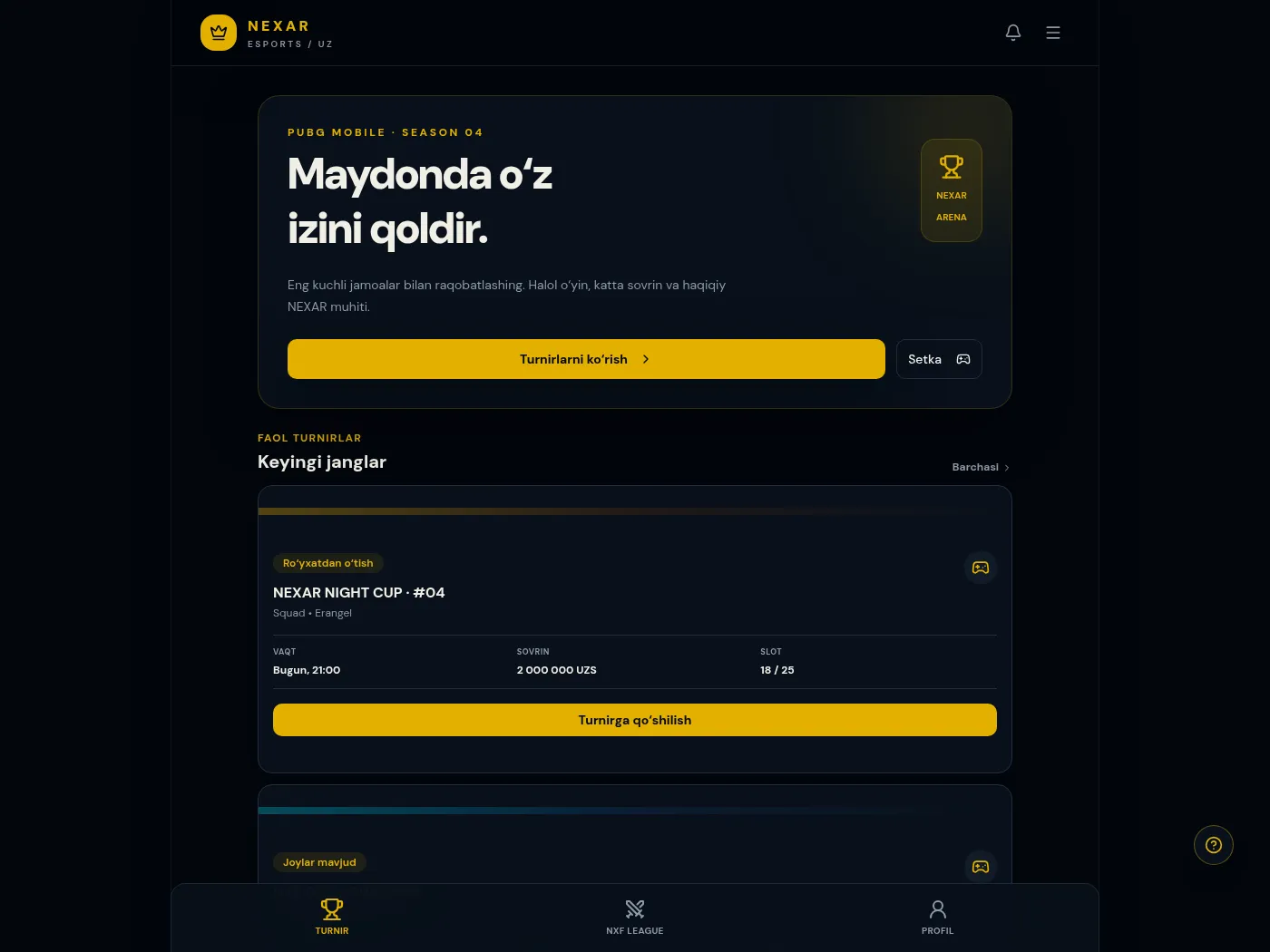 NEXAR Esports Mini App
