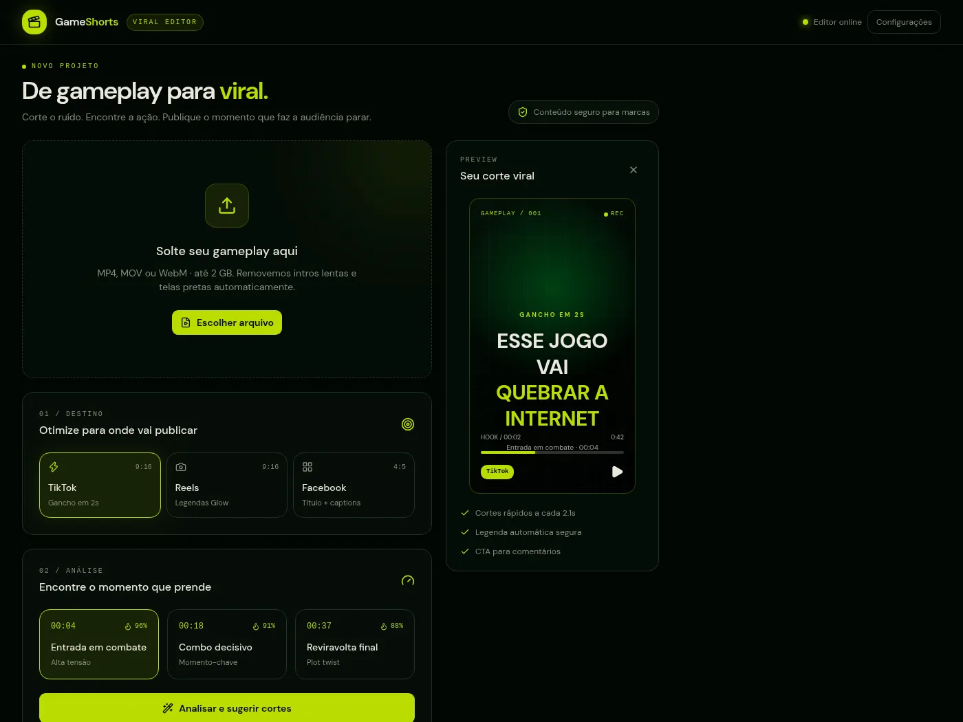 GameShorts Viral Editor