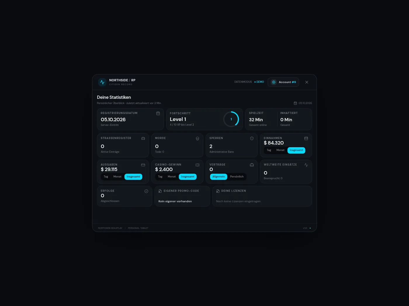 RP Stats Tablet UI