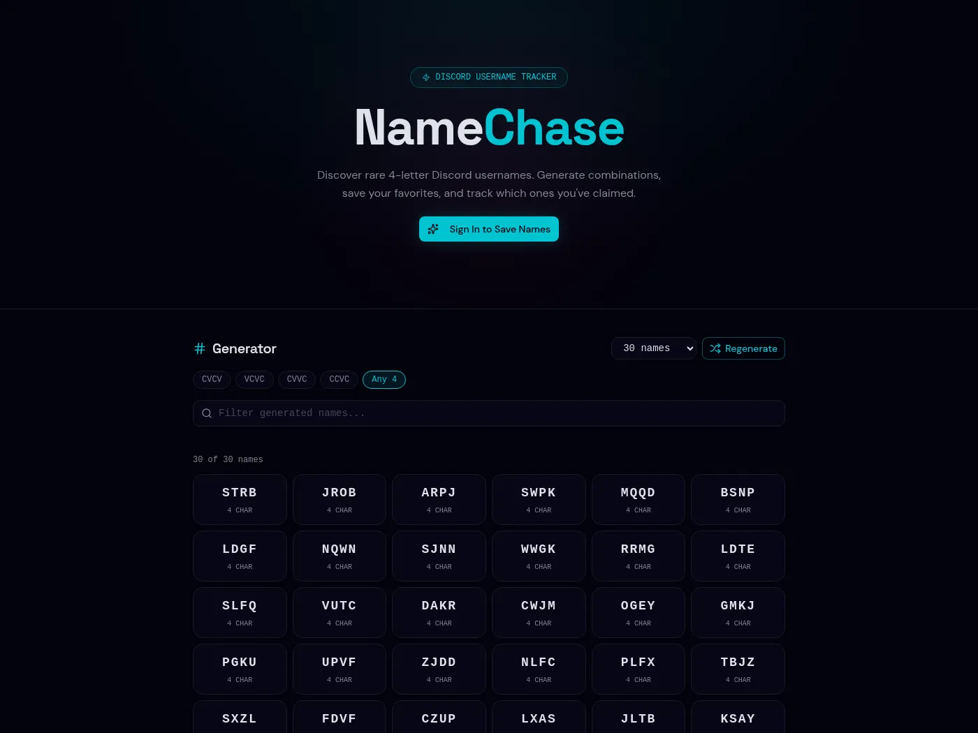 NameChase Discord Tracker