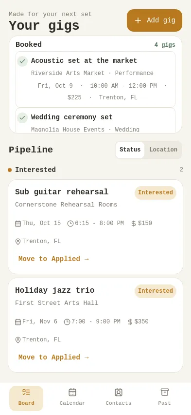 Gig Board Mobile App
