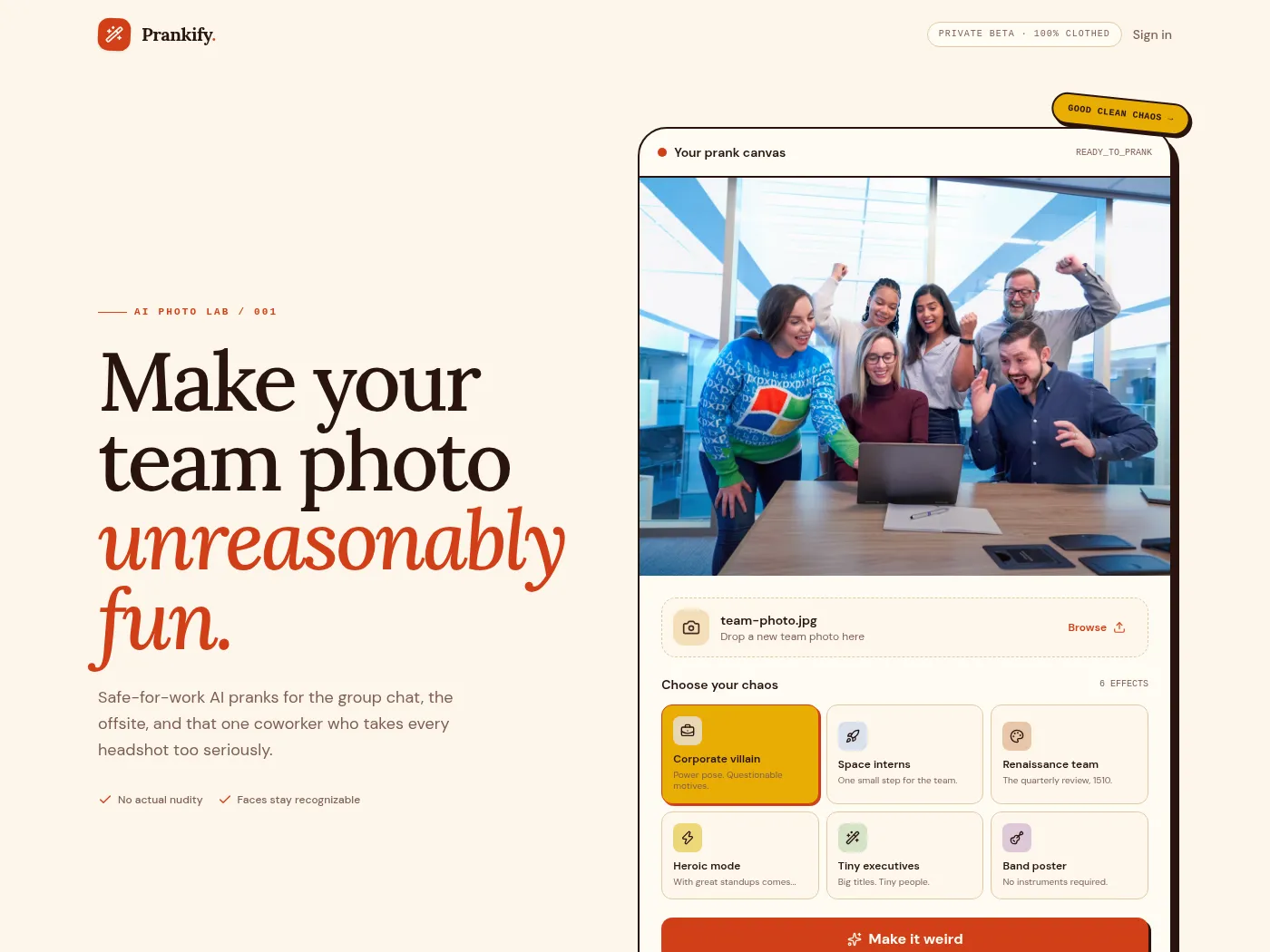 Prankify AI Photo Lab