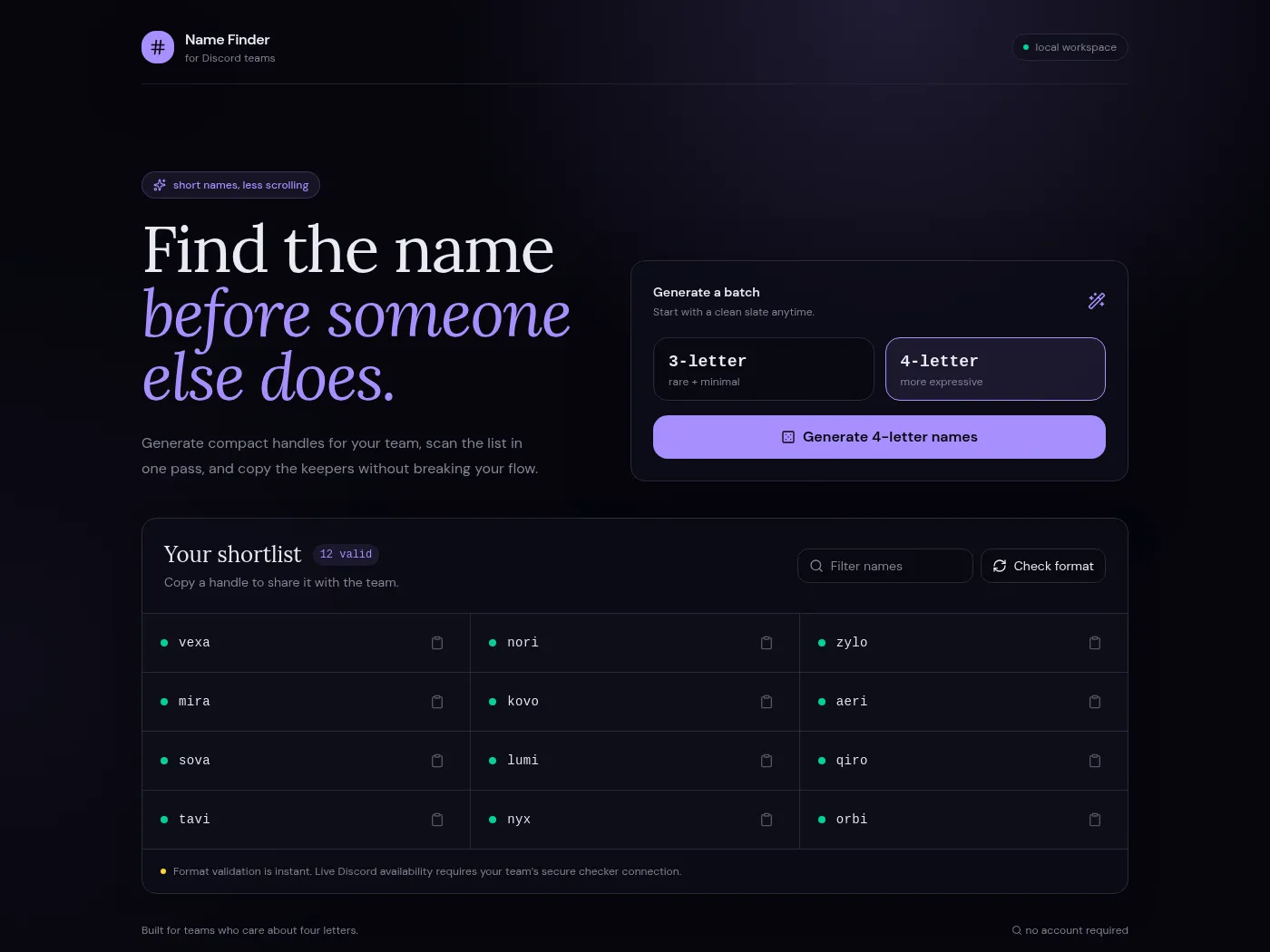 Discord Name Finder