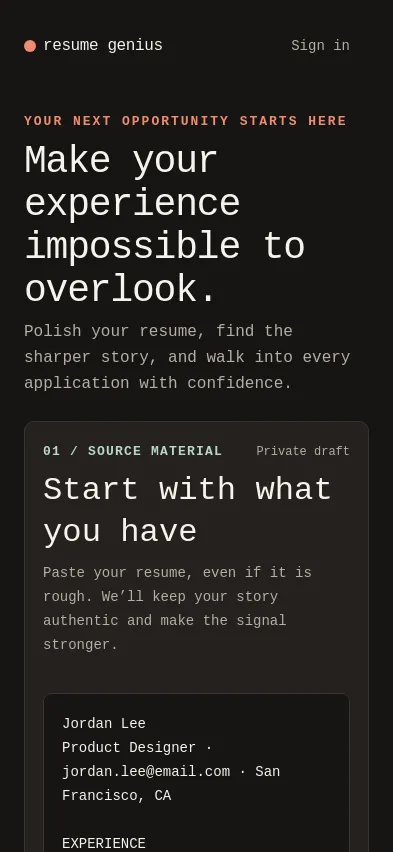 Resume Genius App