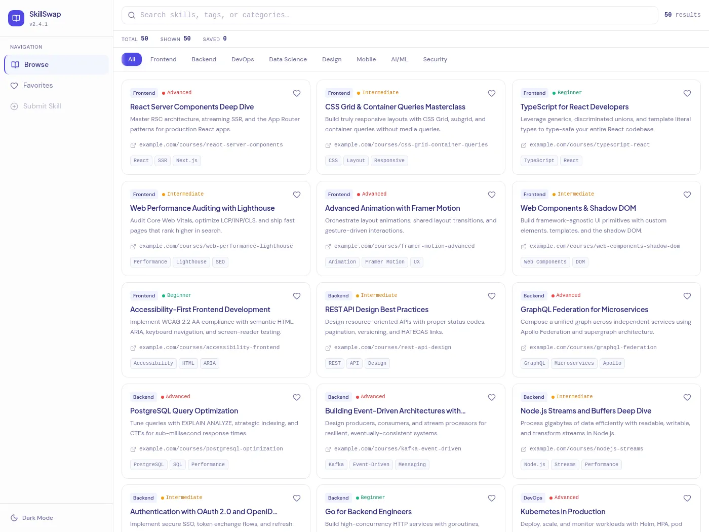 SkillSwap Dashboard