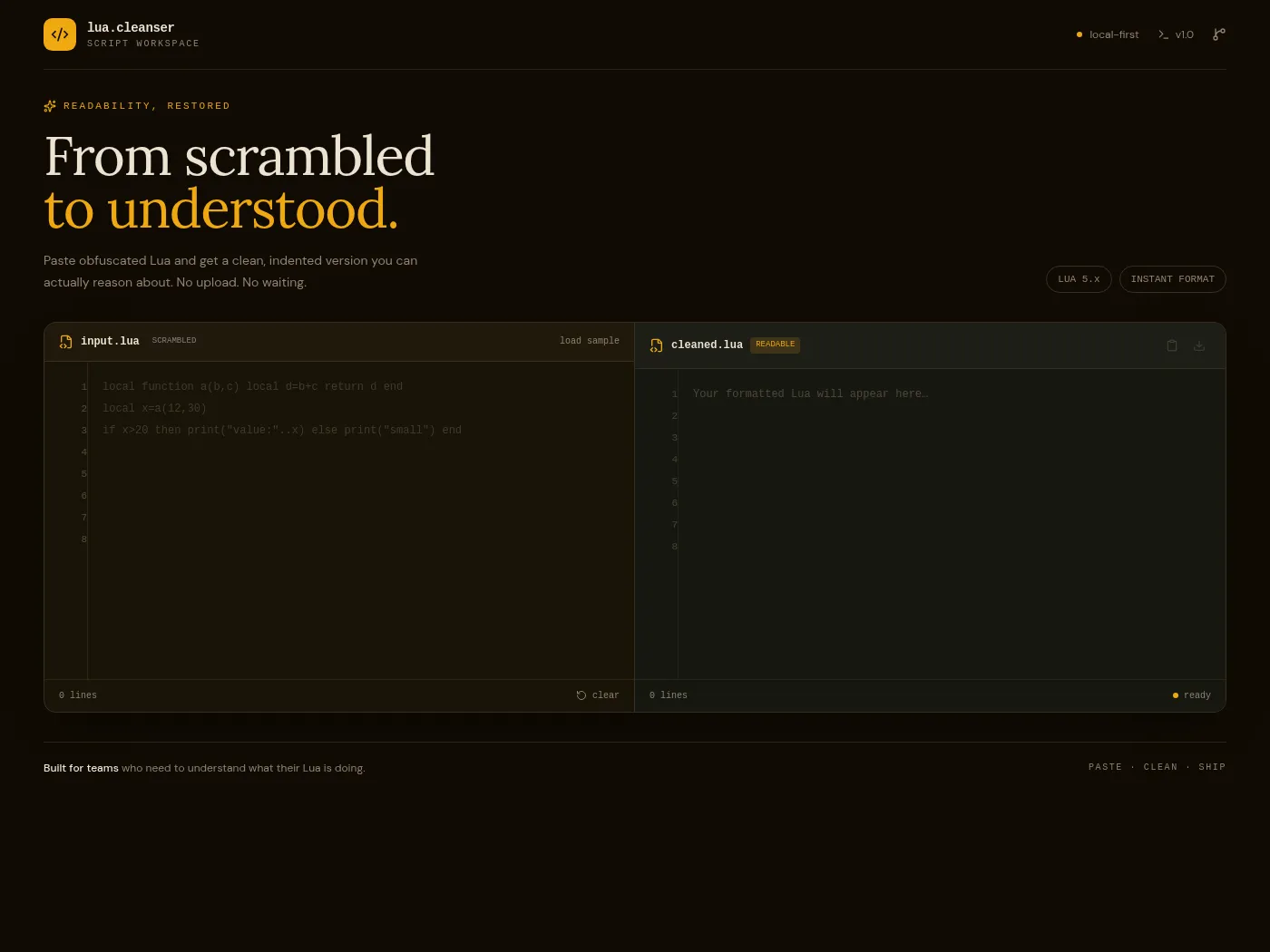 Lua Script Cleanser