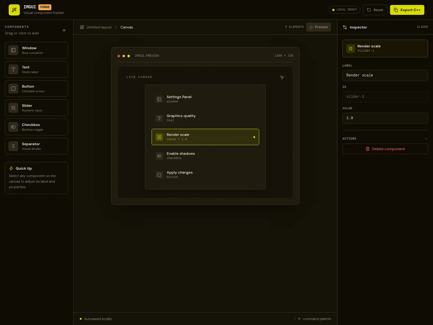 ImGui Visual Builder