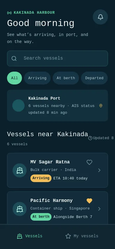 Kakinada Vessel Tracker