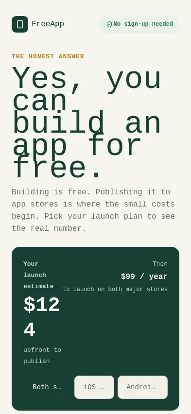 FreeApp Cost Checker