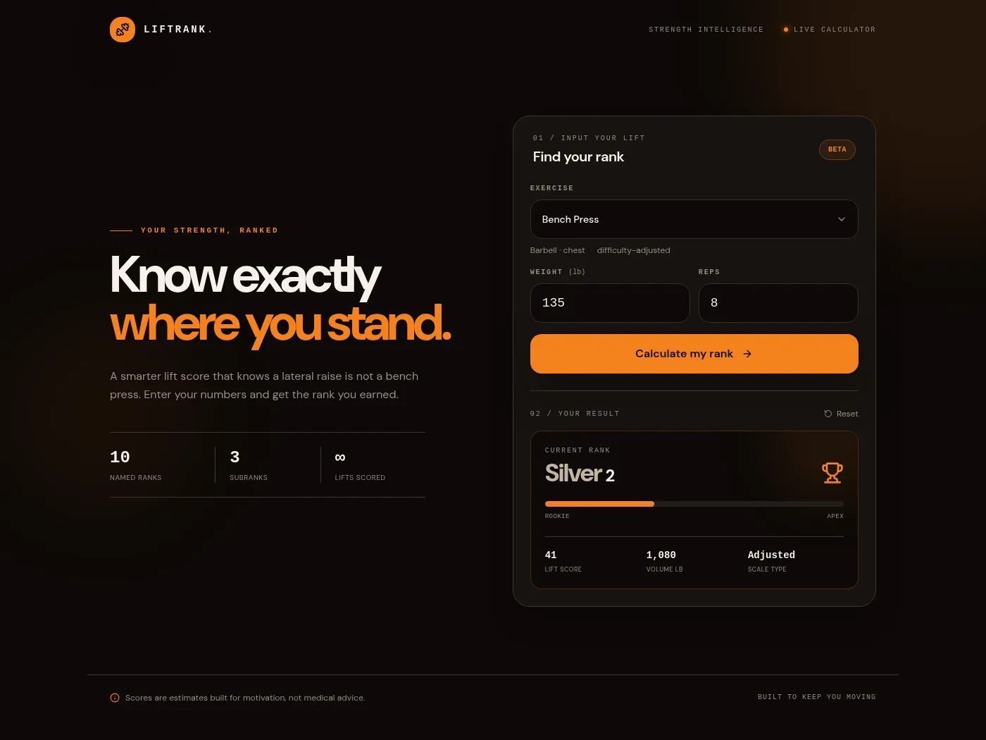 LiftRank Calculator