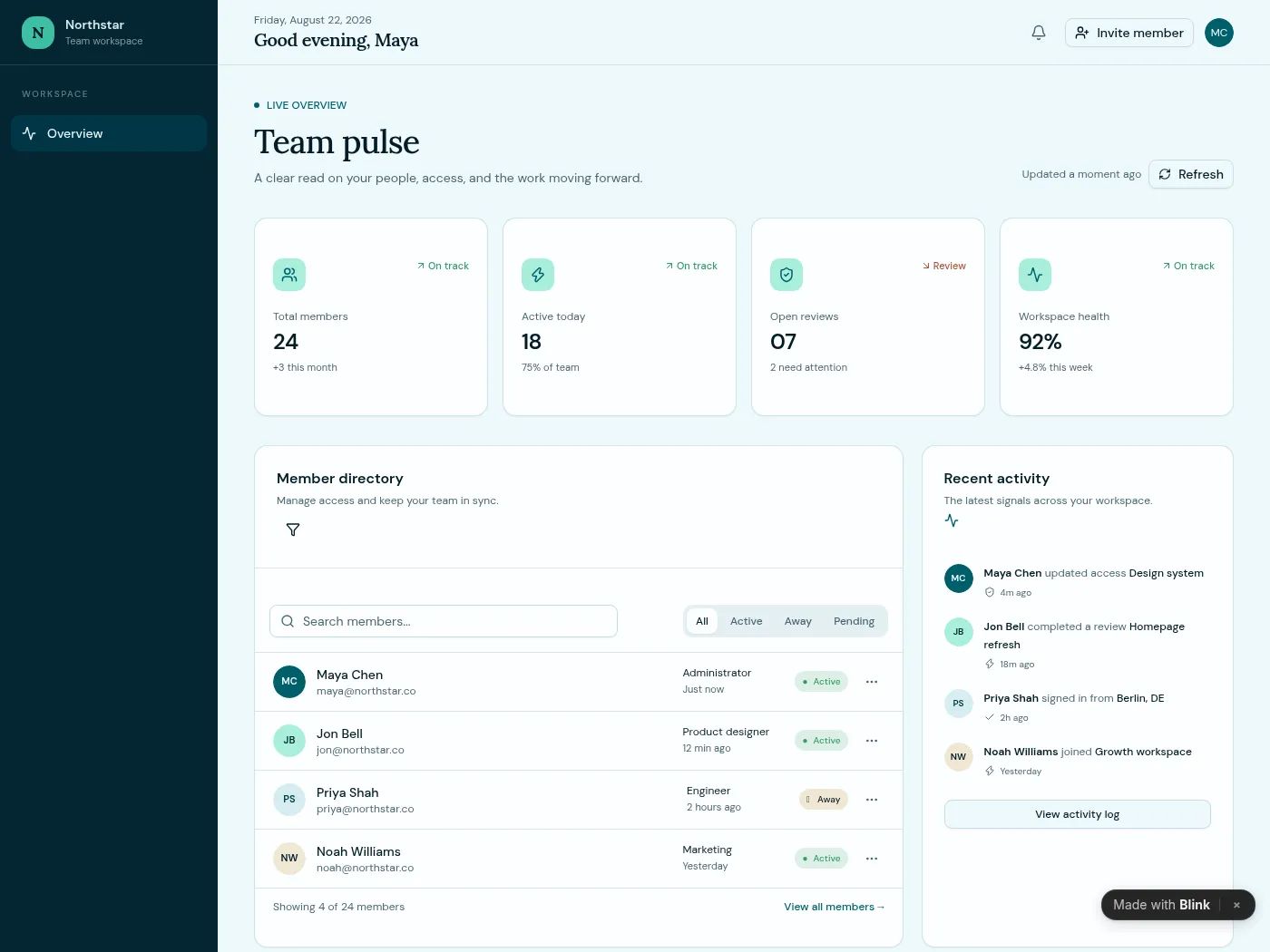 Team Admin Dashboard