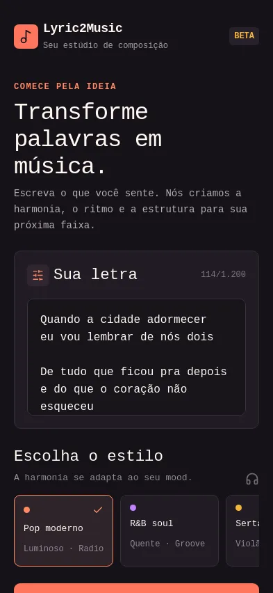 Lyric2Music Creator