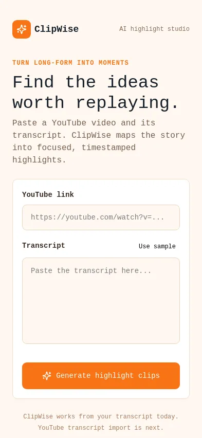 ClipWise YouTube Summarizer