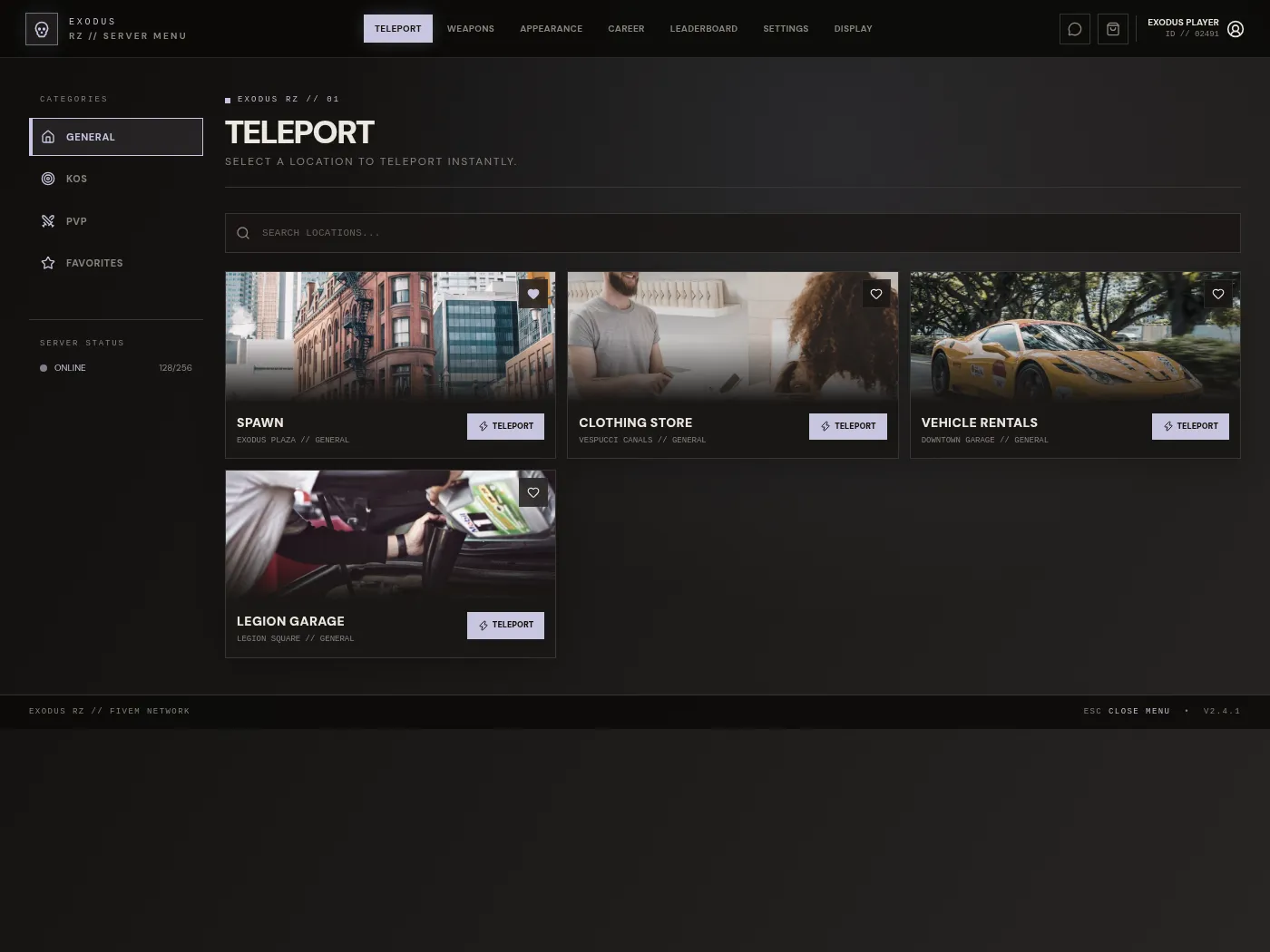 Exodus RZ FiveM UI Hub