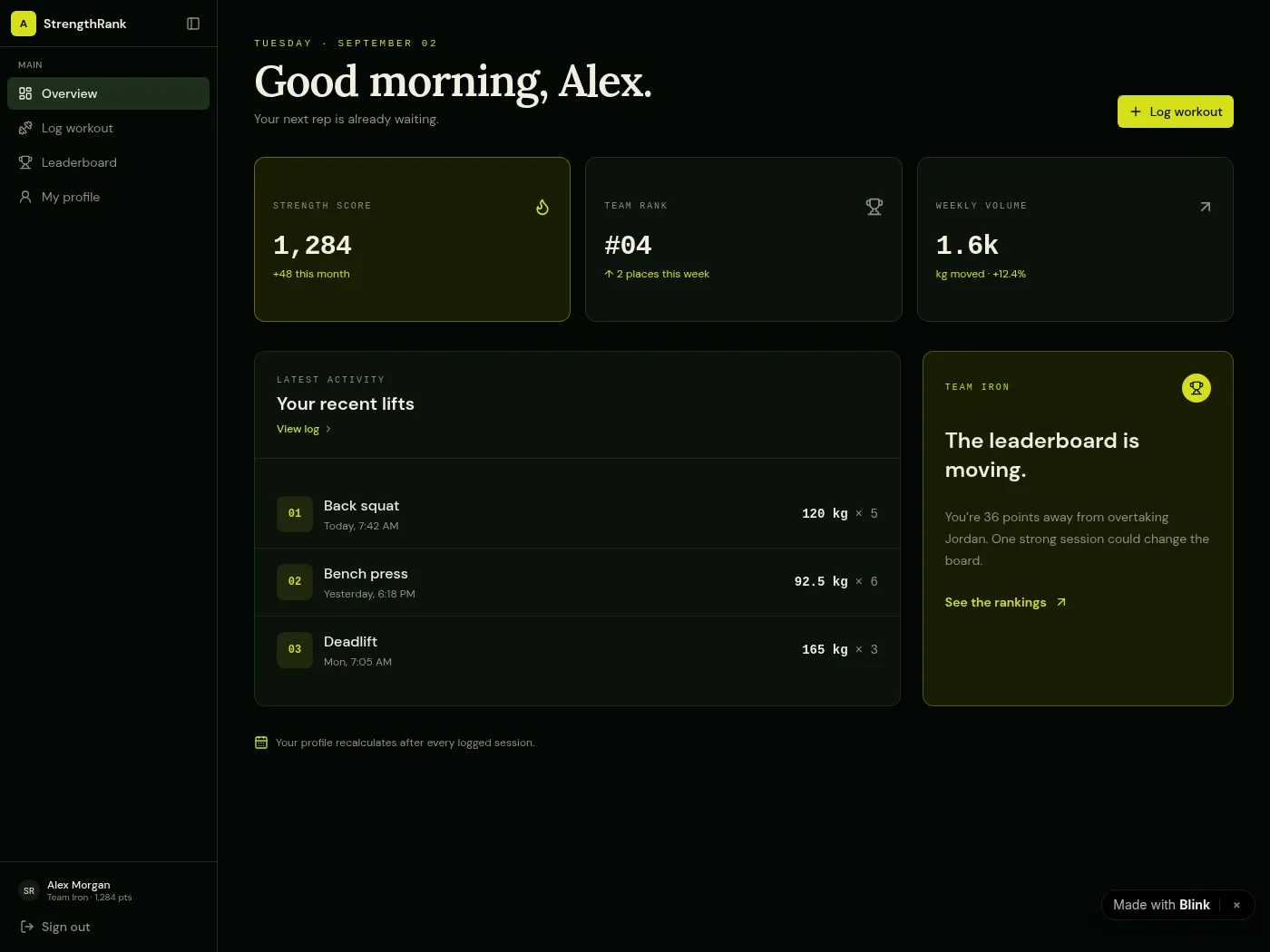 StrengthRank Gym App