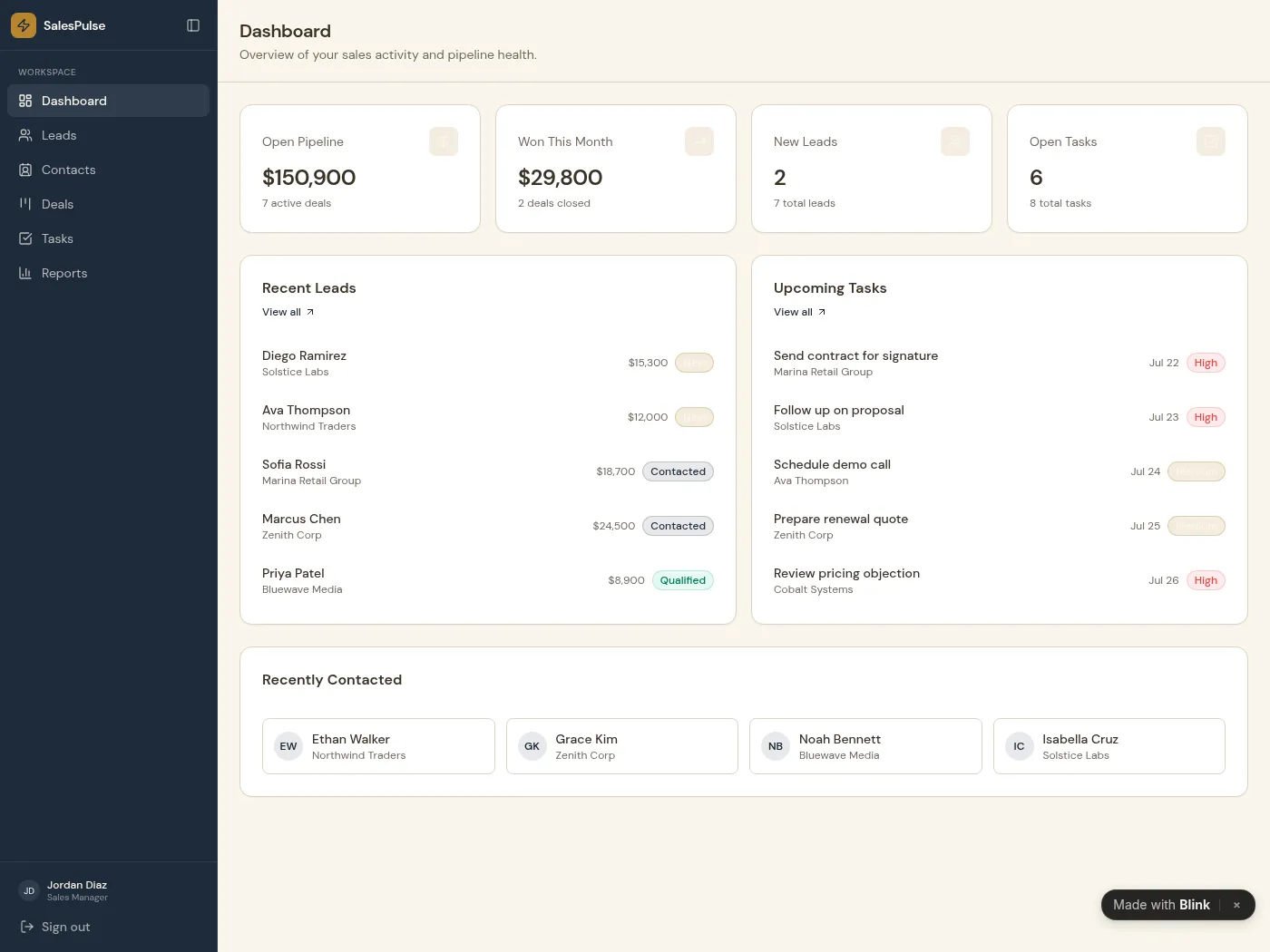 SalesPulse CRM Dashboard