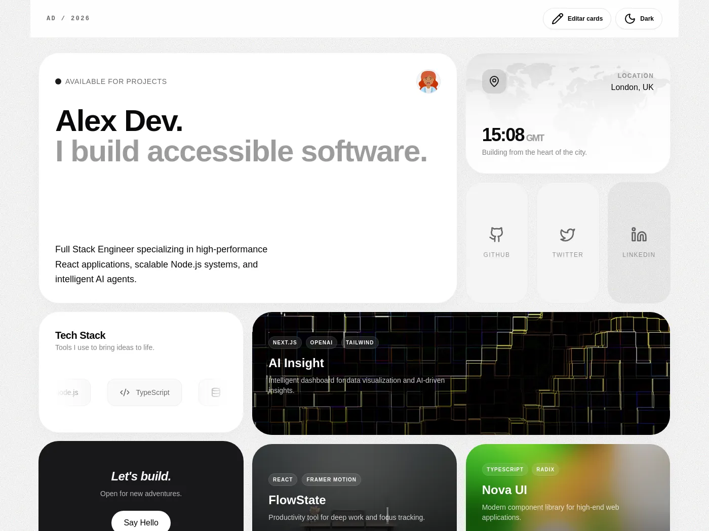 BentoGrid Portfolio (Remix)