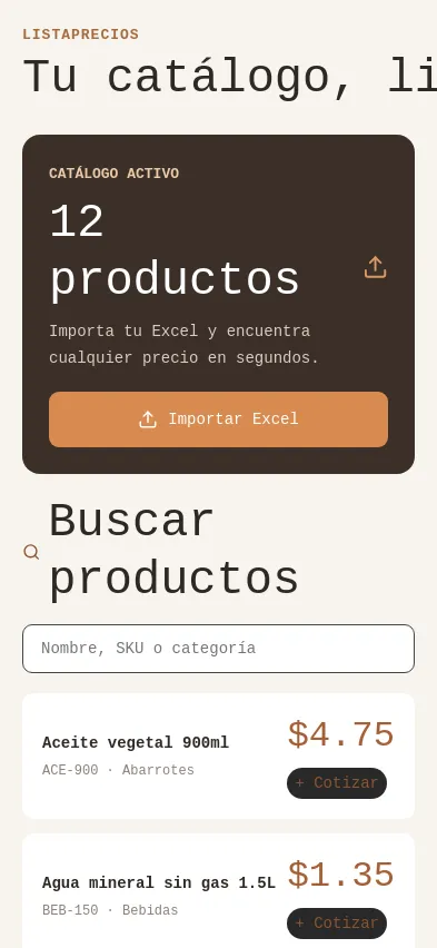 ListaPrecios Móvil