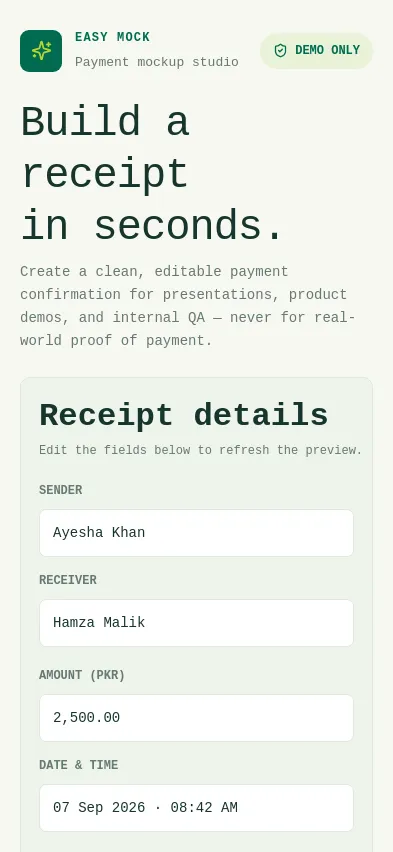 Easypaisa Mockup Generator