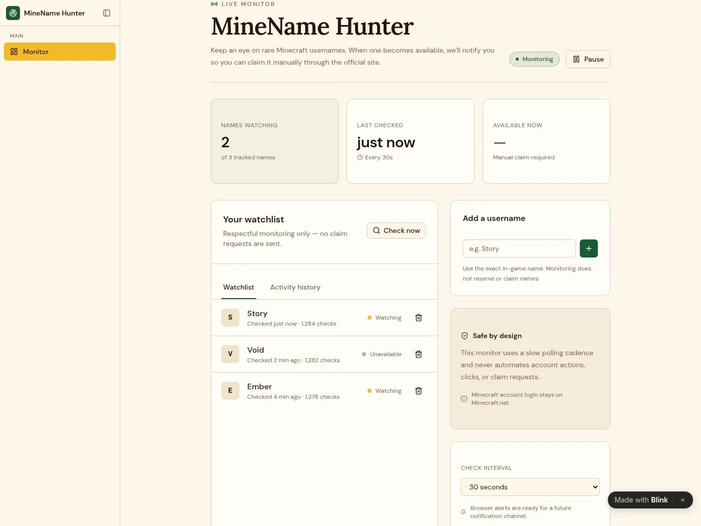 MineName Hunter Bot