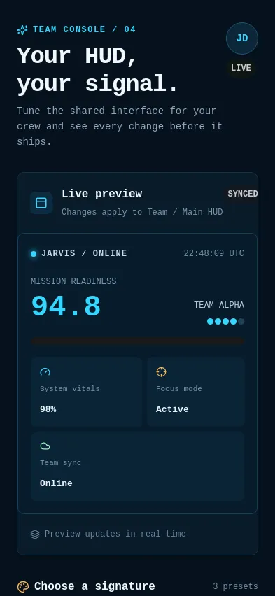 JARVIS HUD Customizer
