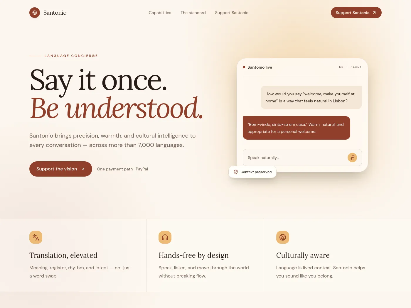 Santonio Language Concierge