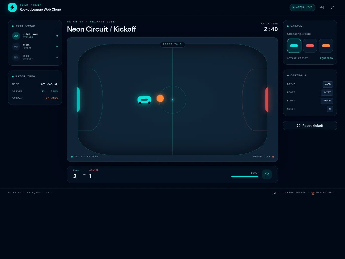 Rocket League Web Clone