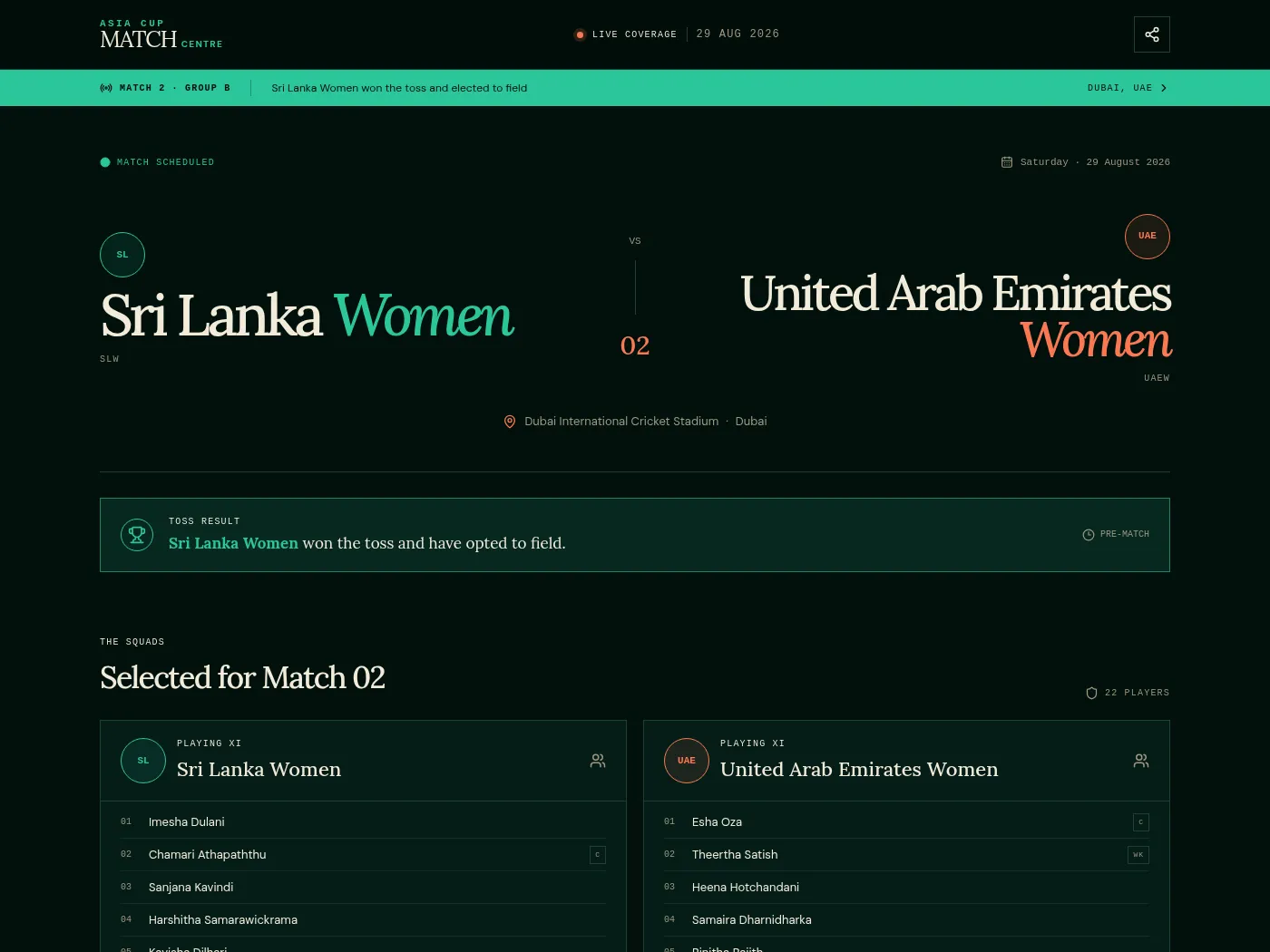 Women's Asia Cup Live Match