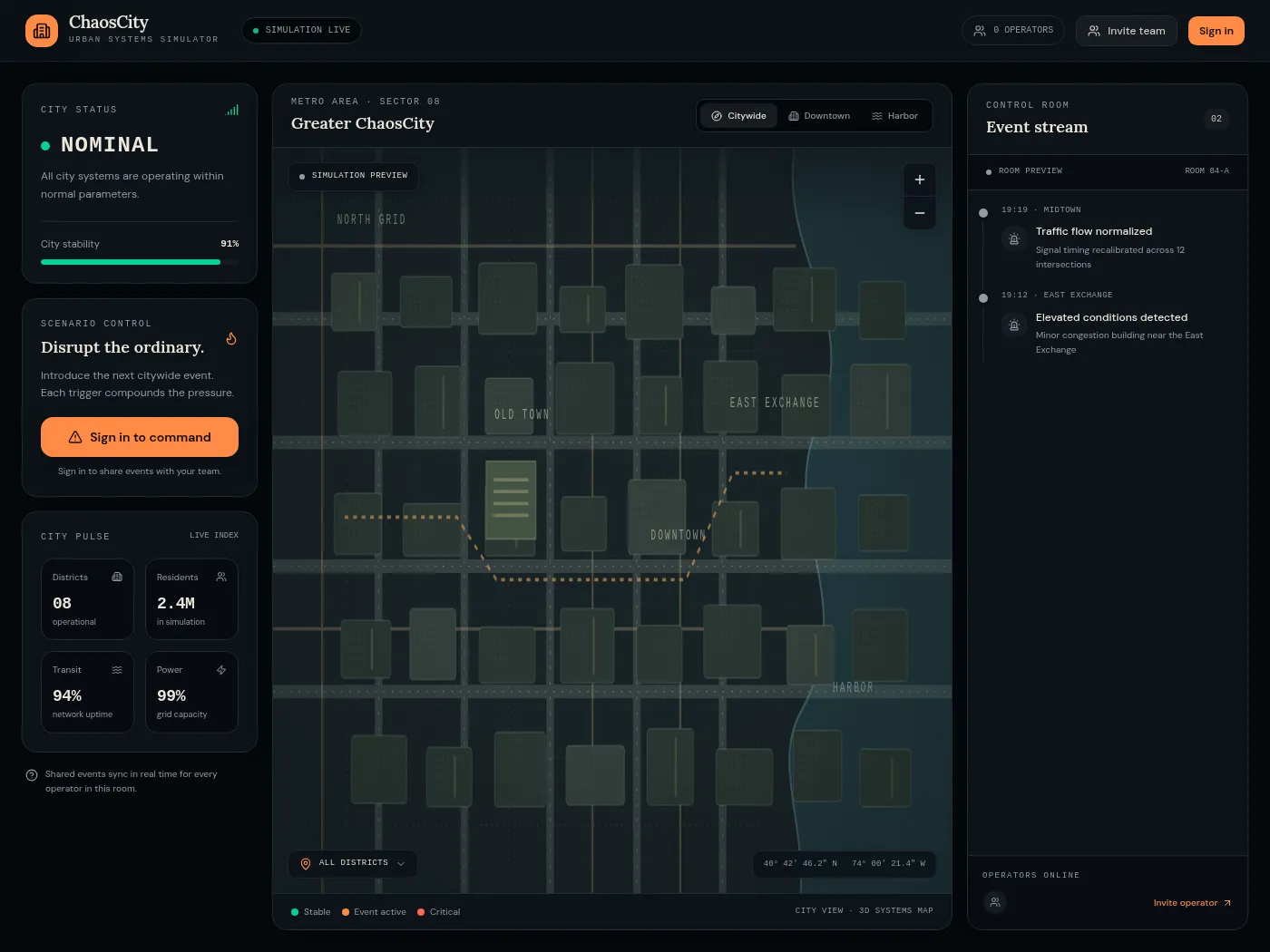 ChaosCity Simulator