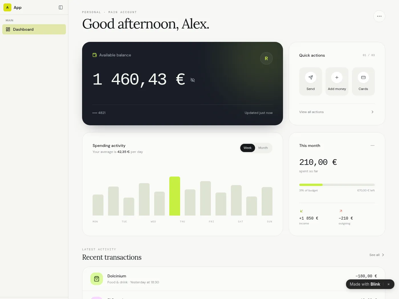Revolut Style Dashboard