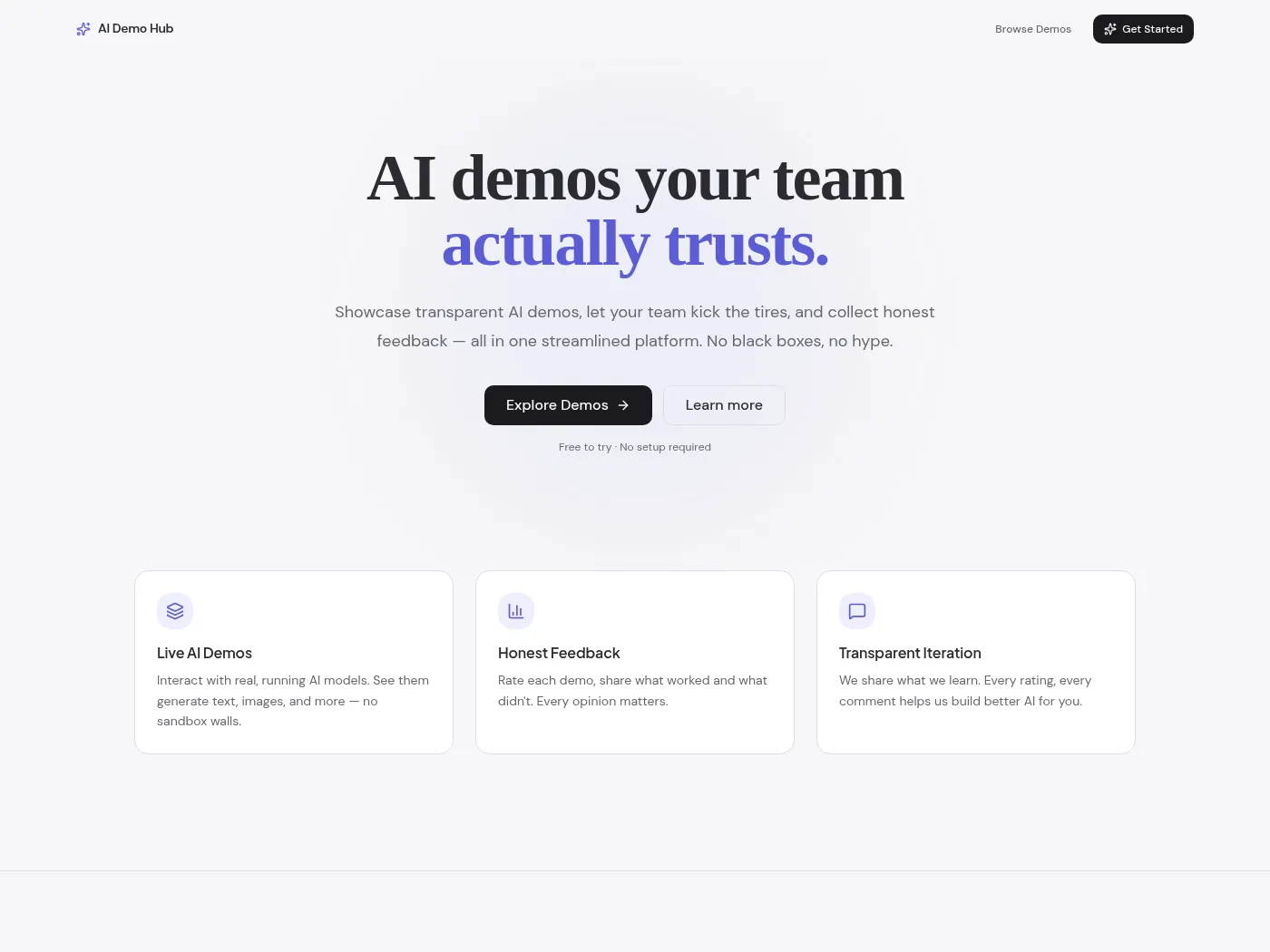 AI Demo & Feedback Hub
