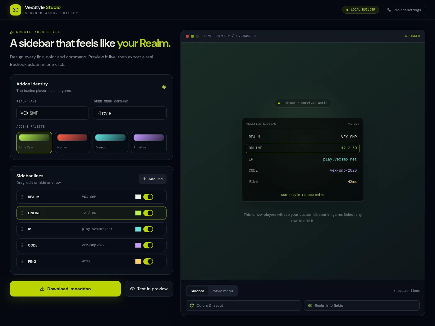VexStyle Sidebar Addon