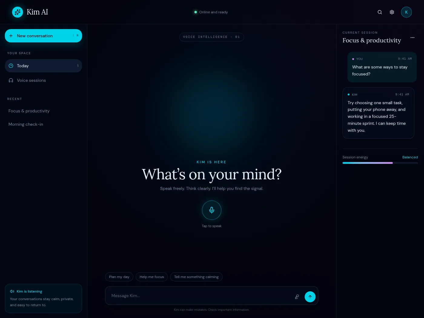 Kim AI 3D Orb Assistant