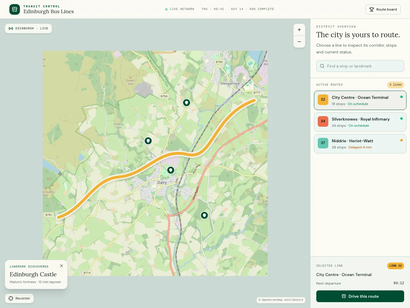 Edinburgh Bus Game Map
