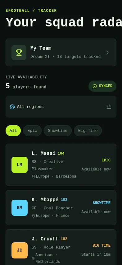 eFootball Fan Tracker