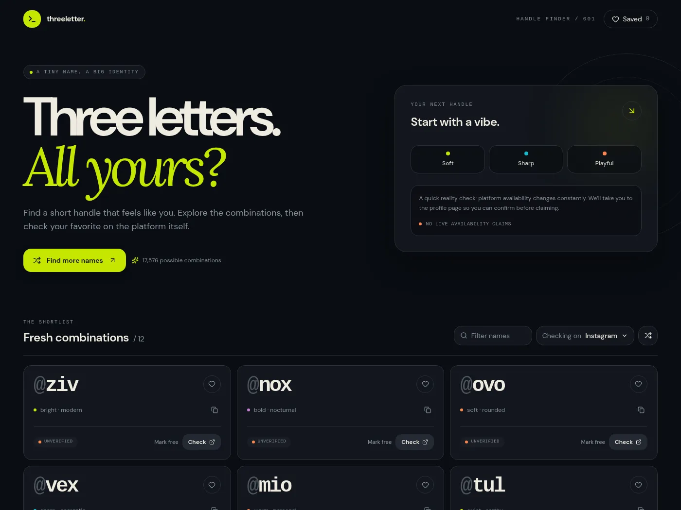 ThreeLetter Name Finder